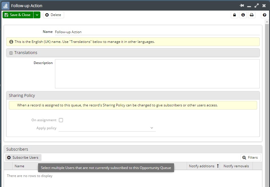 Queues | Workbooks CRM Support